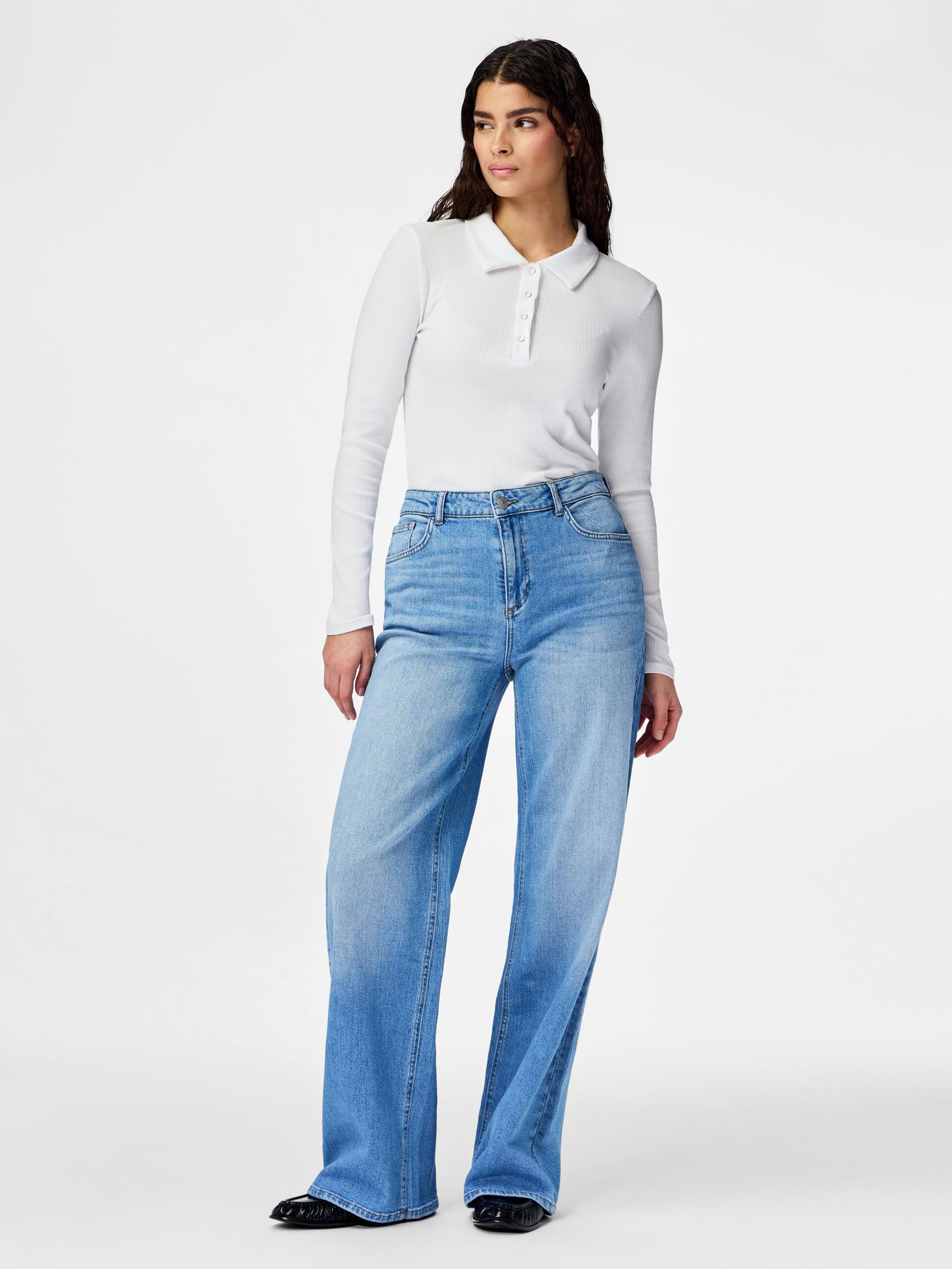 JEANS DE PERNERA ANCHA | Azul | PIECES® España