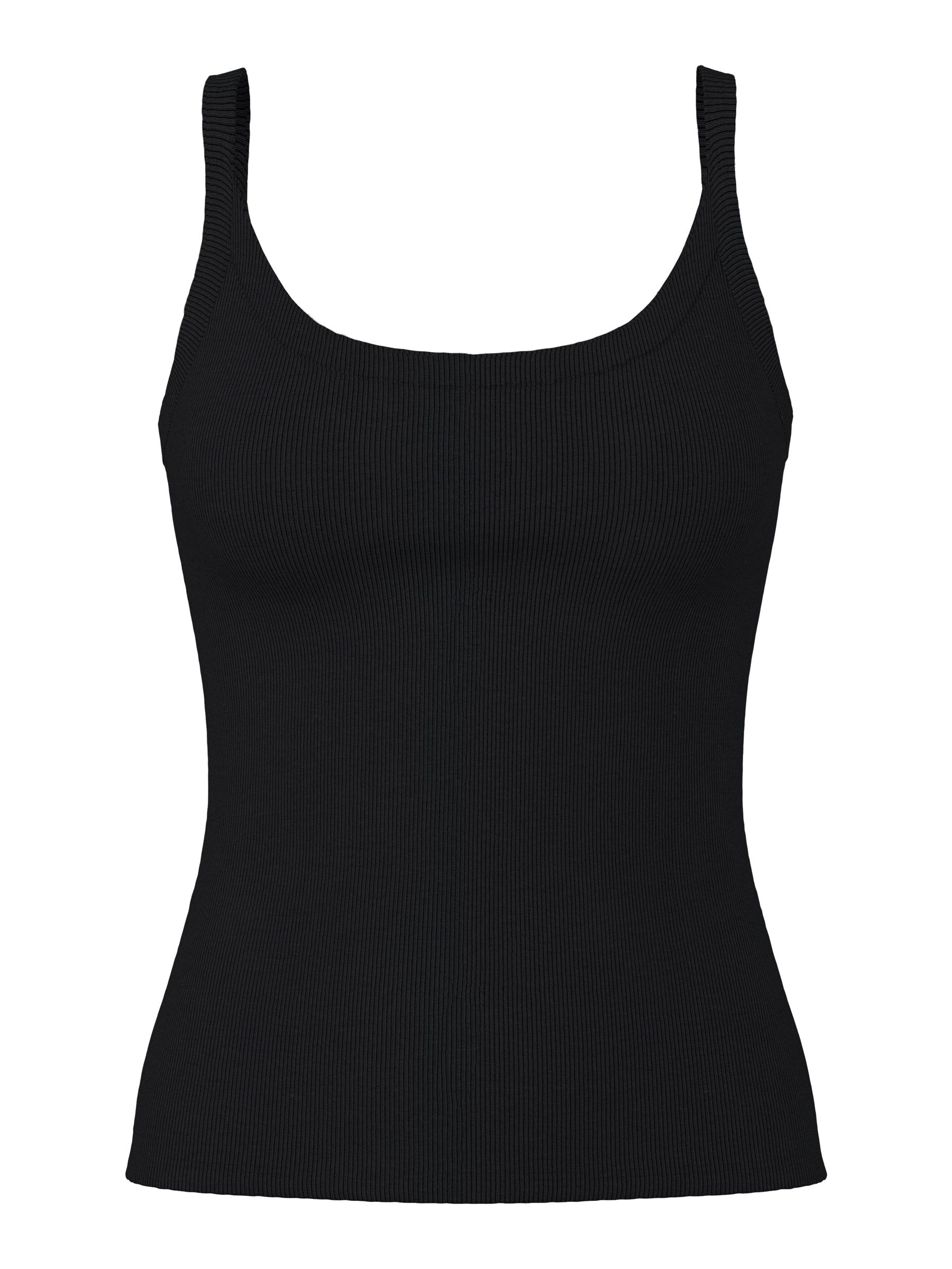 PCMAY RIBBED STRAP TOP | Black | PIECES® UK