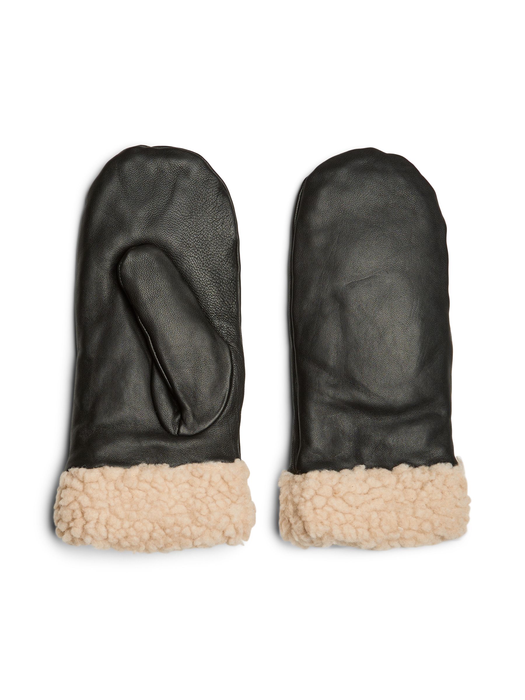 PCJAY LEATHER MITTENS | Black | PIECES® UK