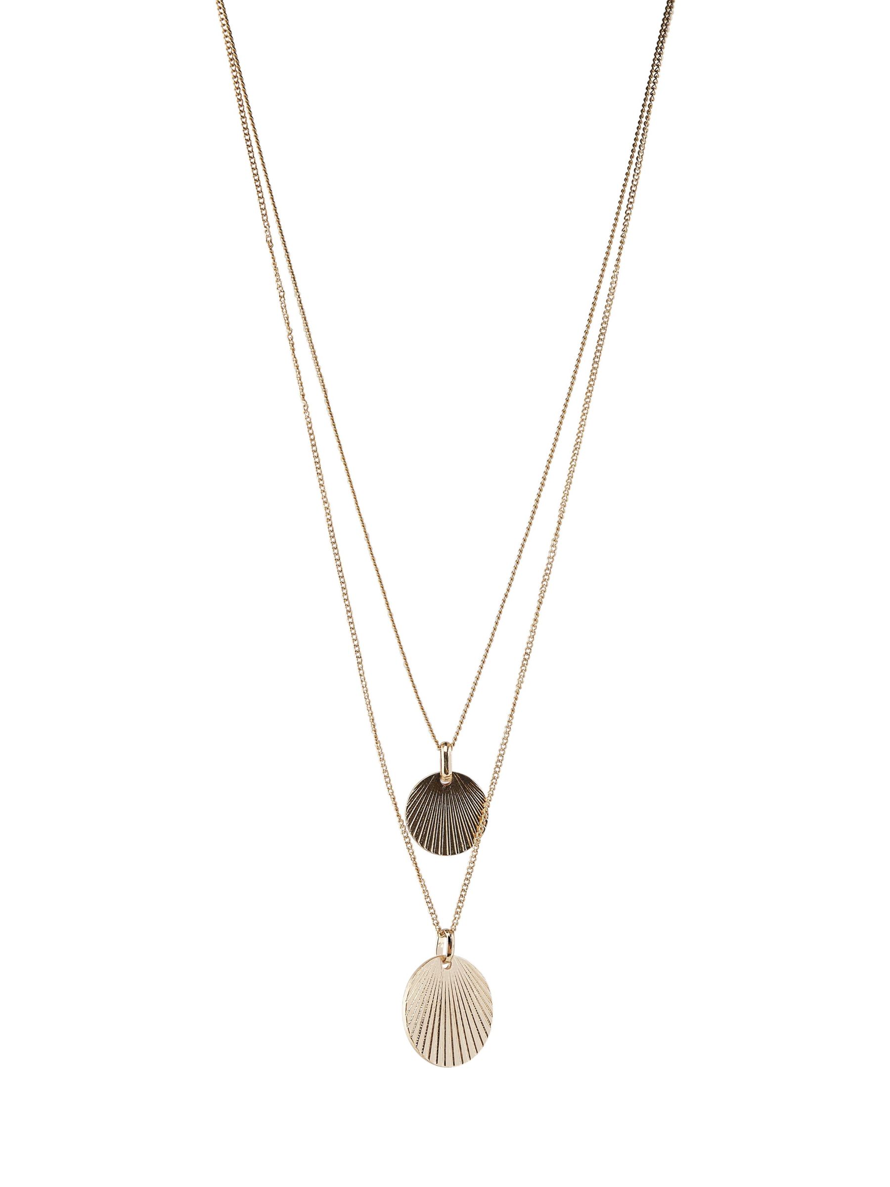 2-CHAIN NECKLACE | Metallic | PIECES® UK