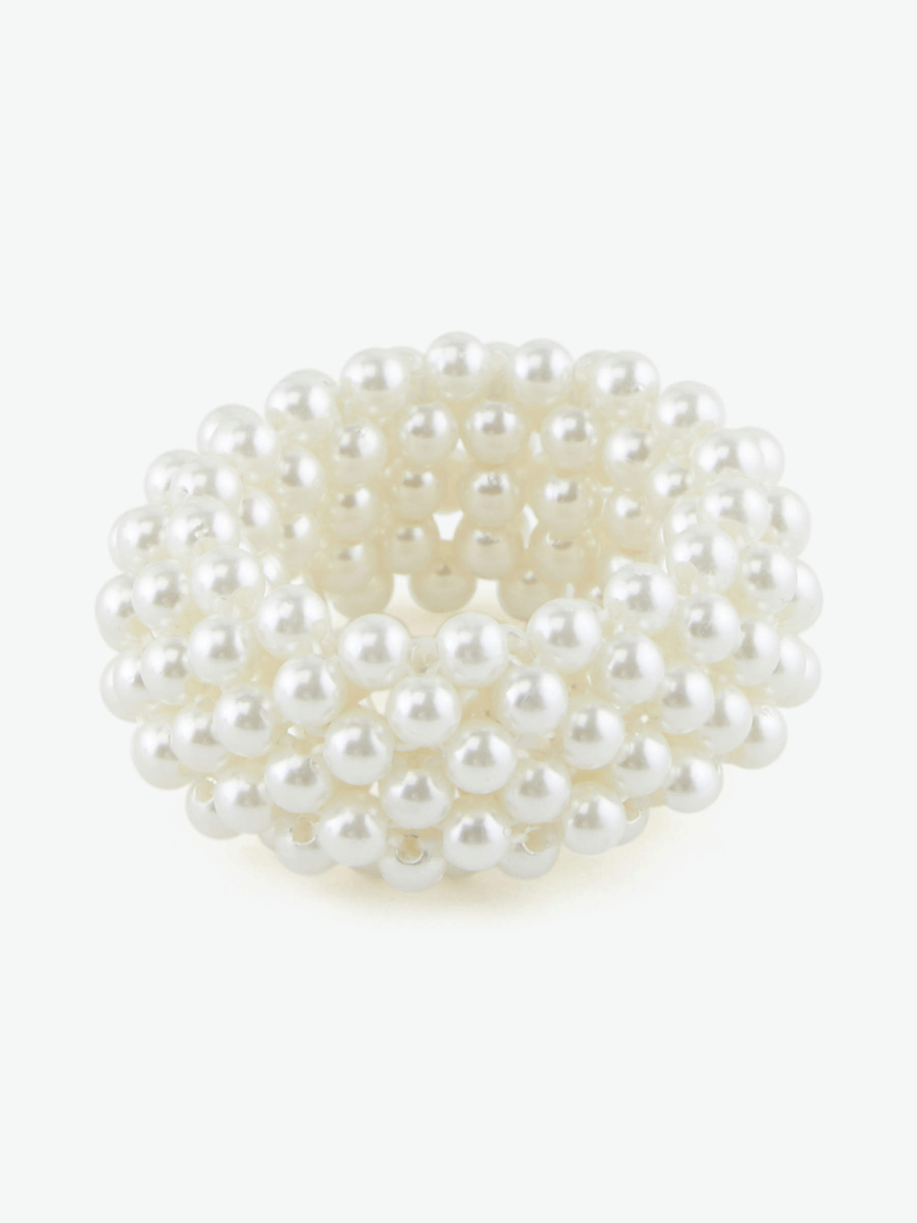 2-PACK BEADED HAIR ELASTIC | White | PIECES® UK